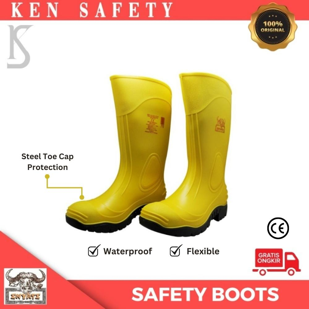 Jual Sepatu Safety Boots Kuning Wayna Inyati Ujung Besi Original ...
