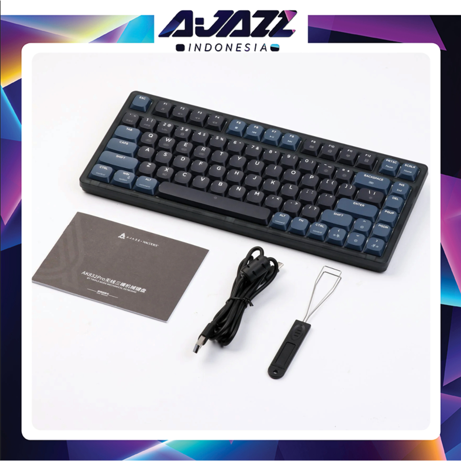 Jual Ajazz AK832 75% Low Profile Mechanical Keyboard 3-Mode White Backlight | Shopee Indonesia