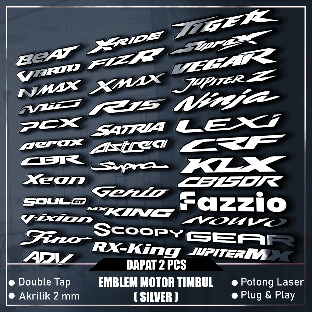 Jual Emblem Motor Model Standar SILVER Emblem TIMBUL Akrilik 2mm ...