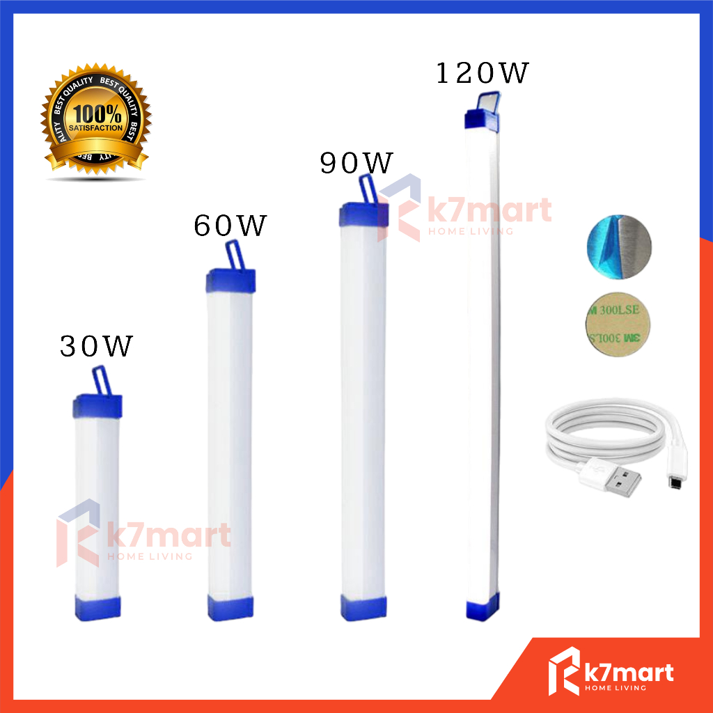 Jual K7MART LAMPU EMERGENCY USB 30 60 90 120 WATT NEON LED PANJANG T7 ...