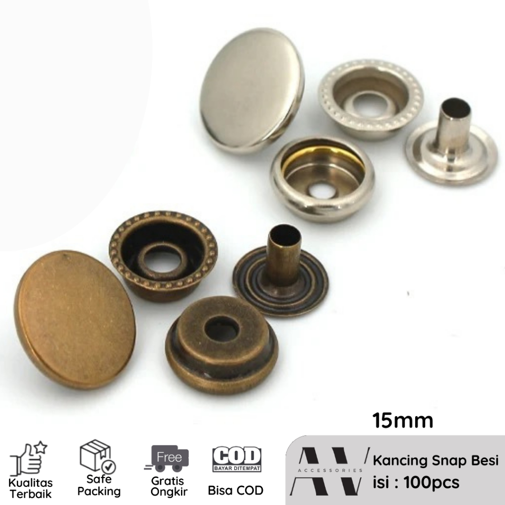 Jual AVACC Kancing Jepret Cetet Besi 15mm Varia 7050 Ecer Snap Button ...