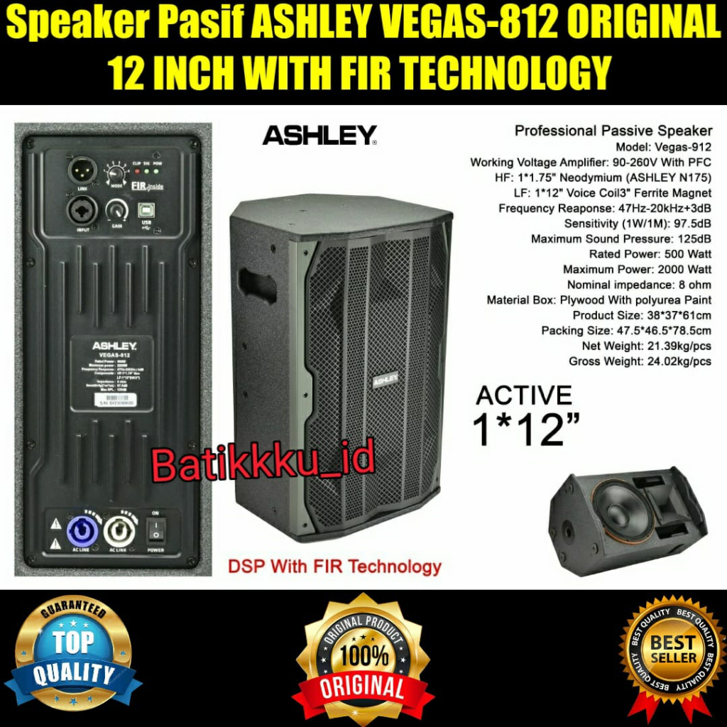 Jual Speaker Aktif ASHLEY VEGAS 912 VEGAS912 ORIGINAL 12 INCH DSP WITH ...