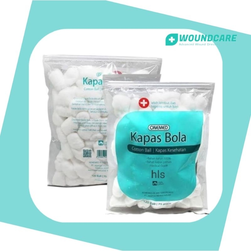 Jual Kapas Bola OneMed 75 Gram Cotton Ball isi 120 Pcs | Shopee Indonesia