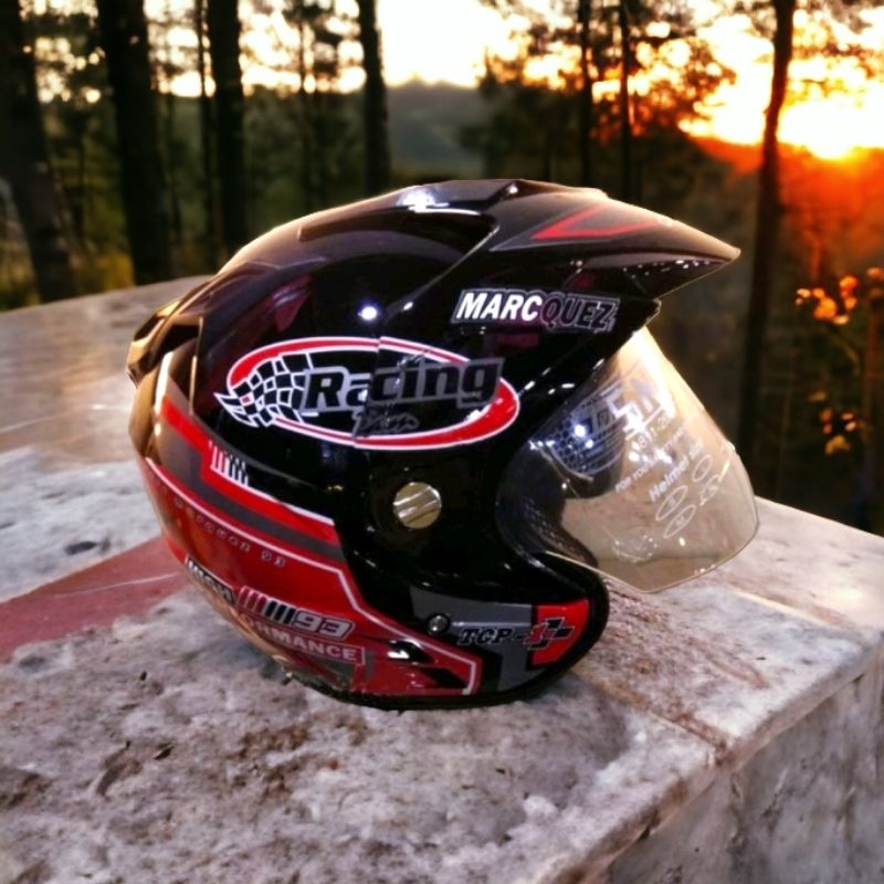 Jual Helm Pria Dewasa Double Visor Racing Marc Marquez 93 Hitam Merah ...