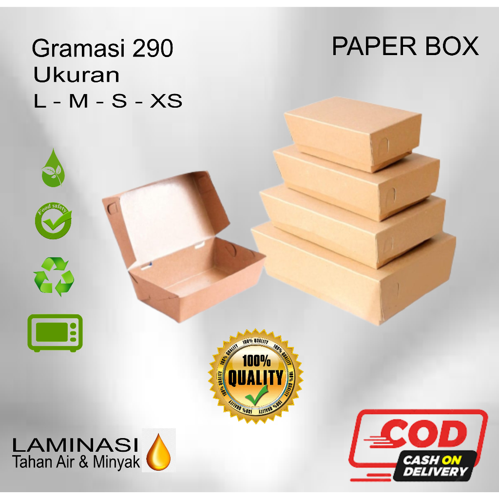 Jual Paper Lunch Box ( 1 pcs ) Dus Kemasan Kekinian Wadah Tempat ...