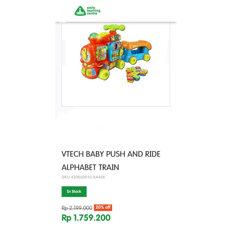 Jual VTECH BABY PUSH AND RIDE ALPHABET TRAIN - yellow | Shopee Indonesia