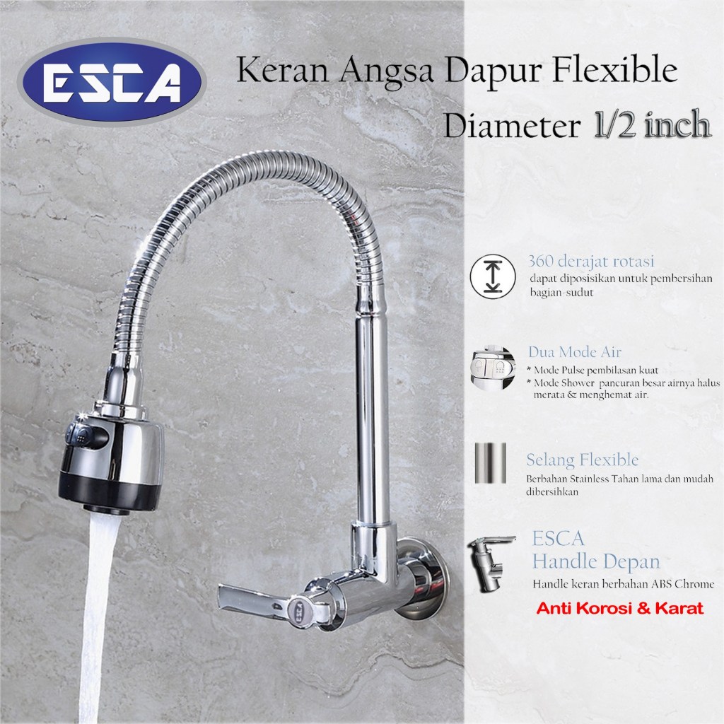 Jual (KIM) Keran Air Angsa ABS ESCA 66 Fleksibel 2 Mode - Keran Cuci ...