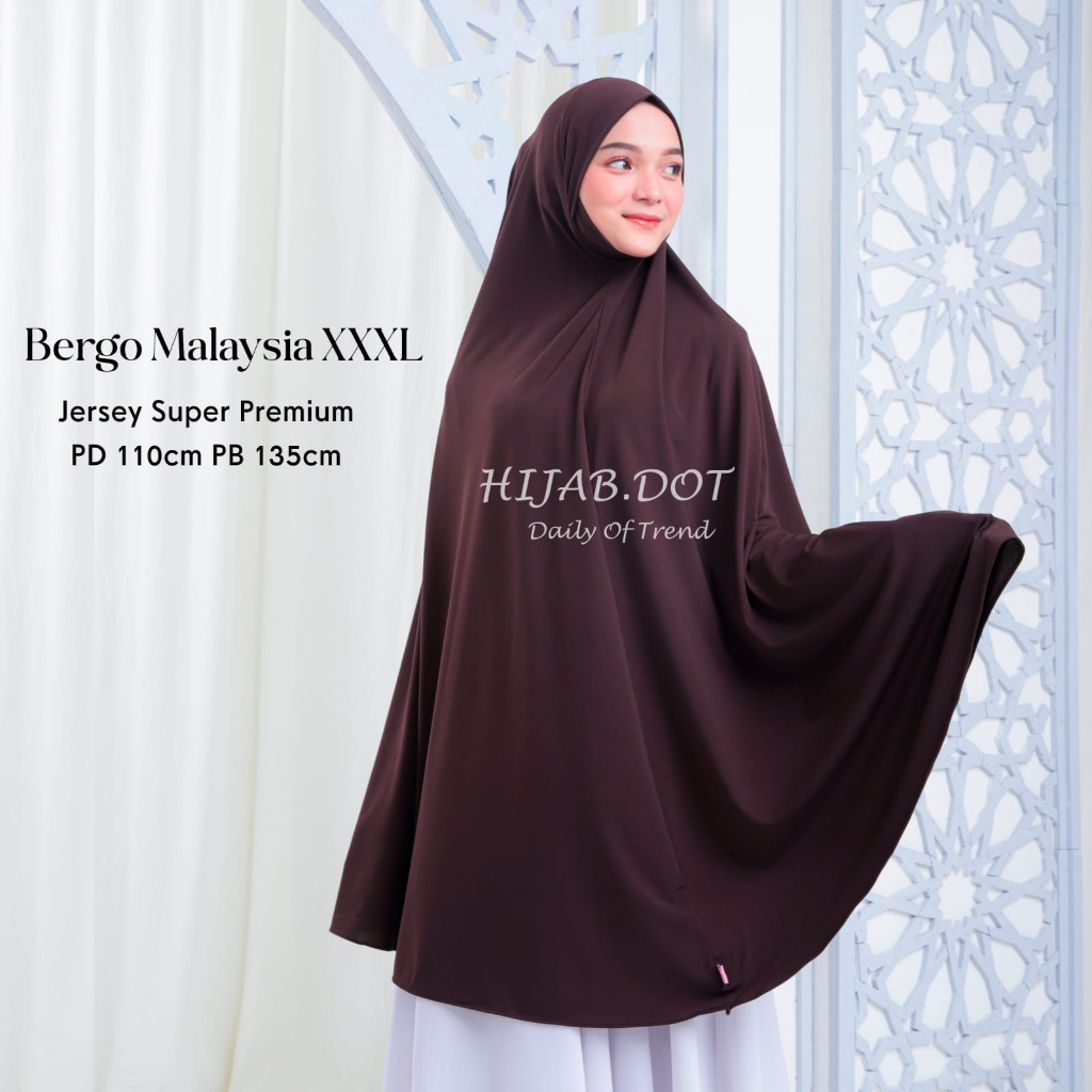 Jual HIJAB.DOT - Hijab Bergo Dagu Malaysia Size 3XL Jilbab Umrah Soft Pad Malay | Shopee Indonesia