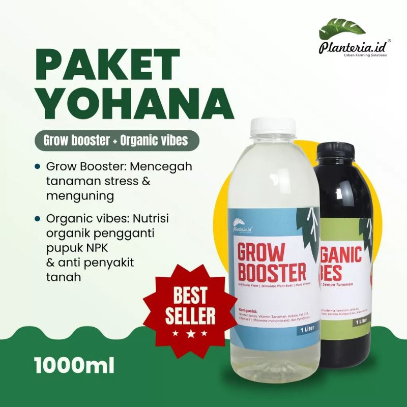 Jual Paket Yohana, Grow Booster 1L + Organic Vibes 1L (Pupuk Aglaonema ...
