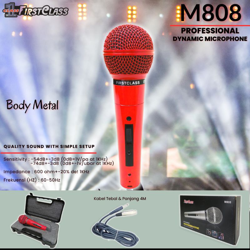 Jual Professional Dynamic Microphone Firstclass M 808 Body Metal | Mic ...
