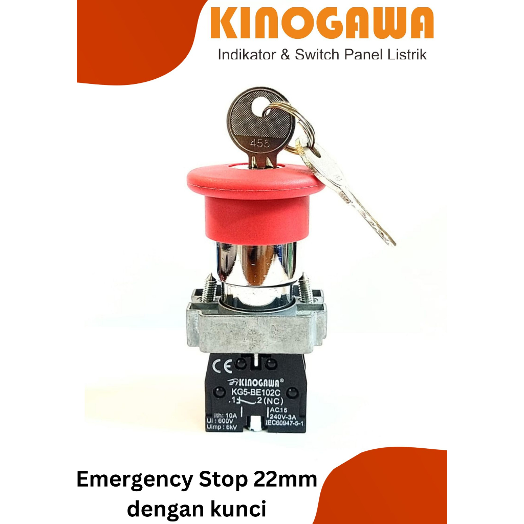 Jual Emergency Push Button Dengan Kunci - Emergency Stop 22mm | Shopee ...