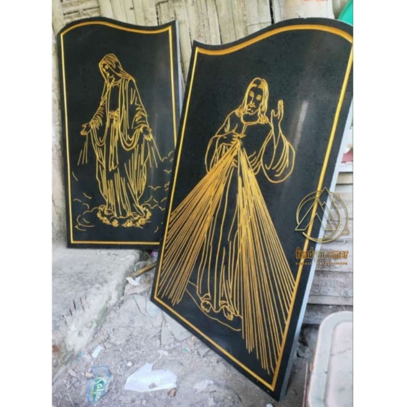 Jual Prasasti ukir lukisan batu granit hitam hitam 60x40 perbiji | Shopee Indonesia