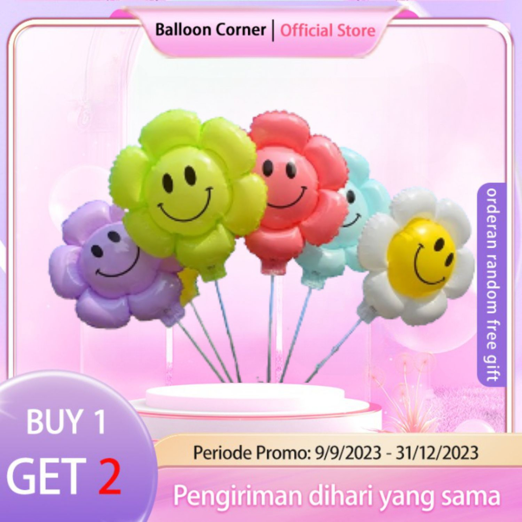 Jual Balon Bunga Daisy Smile Stik Led Balon Bunga Matahari Balon ...