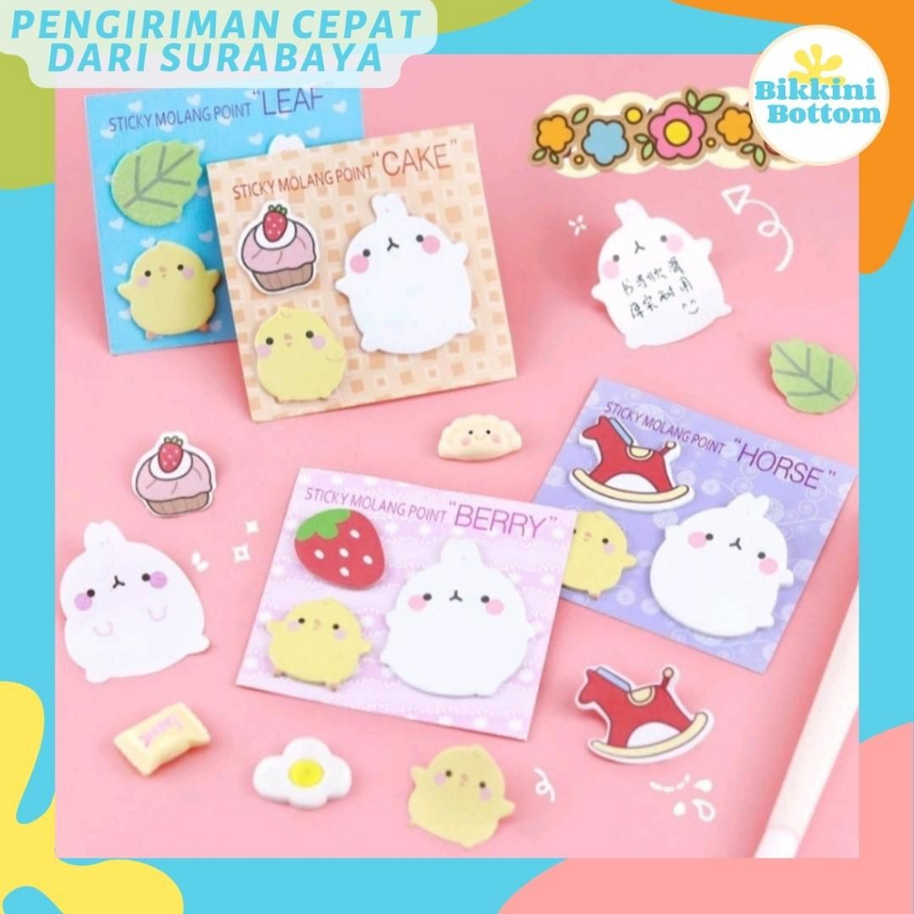 Jual Sticky Note 3in1 Molang Sticky Notes Lucu Murah Set Memopad NP27 ...