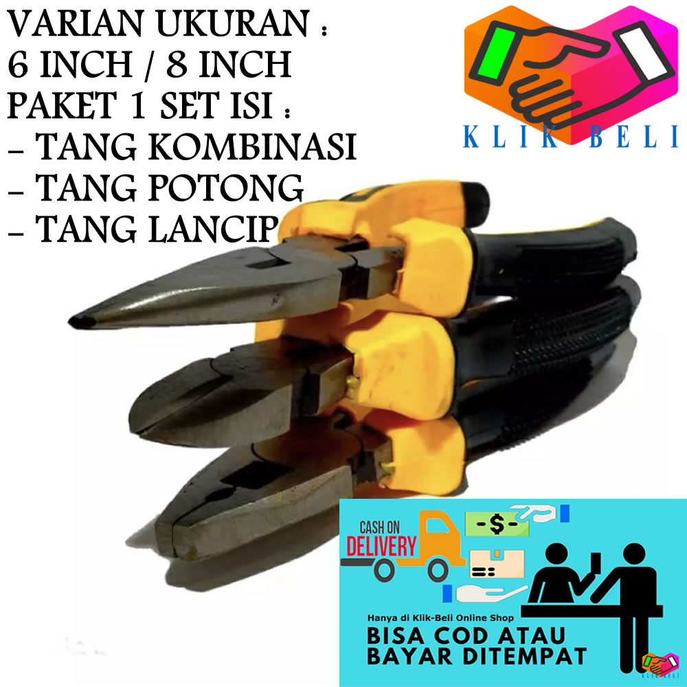 Jual PAKET SPECIAL TANG SET 6 / 8 Inch 3 SET Tang Kombinasi Biasa ...
