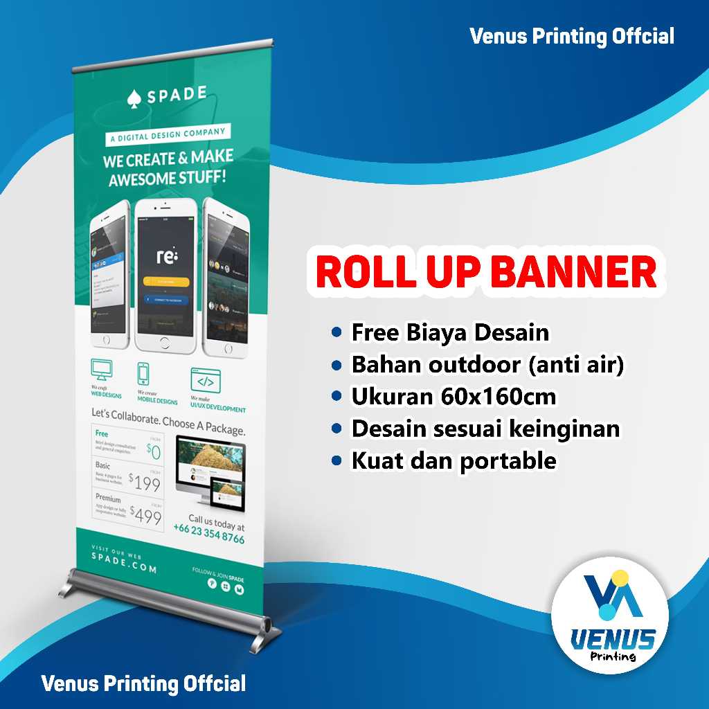 Jual Roll Up Banner Banner Standing, Spanduk Roll, 160x60cm, Bahan Anti ...