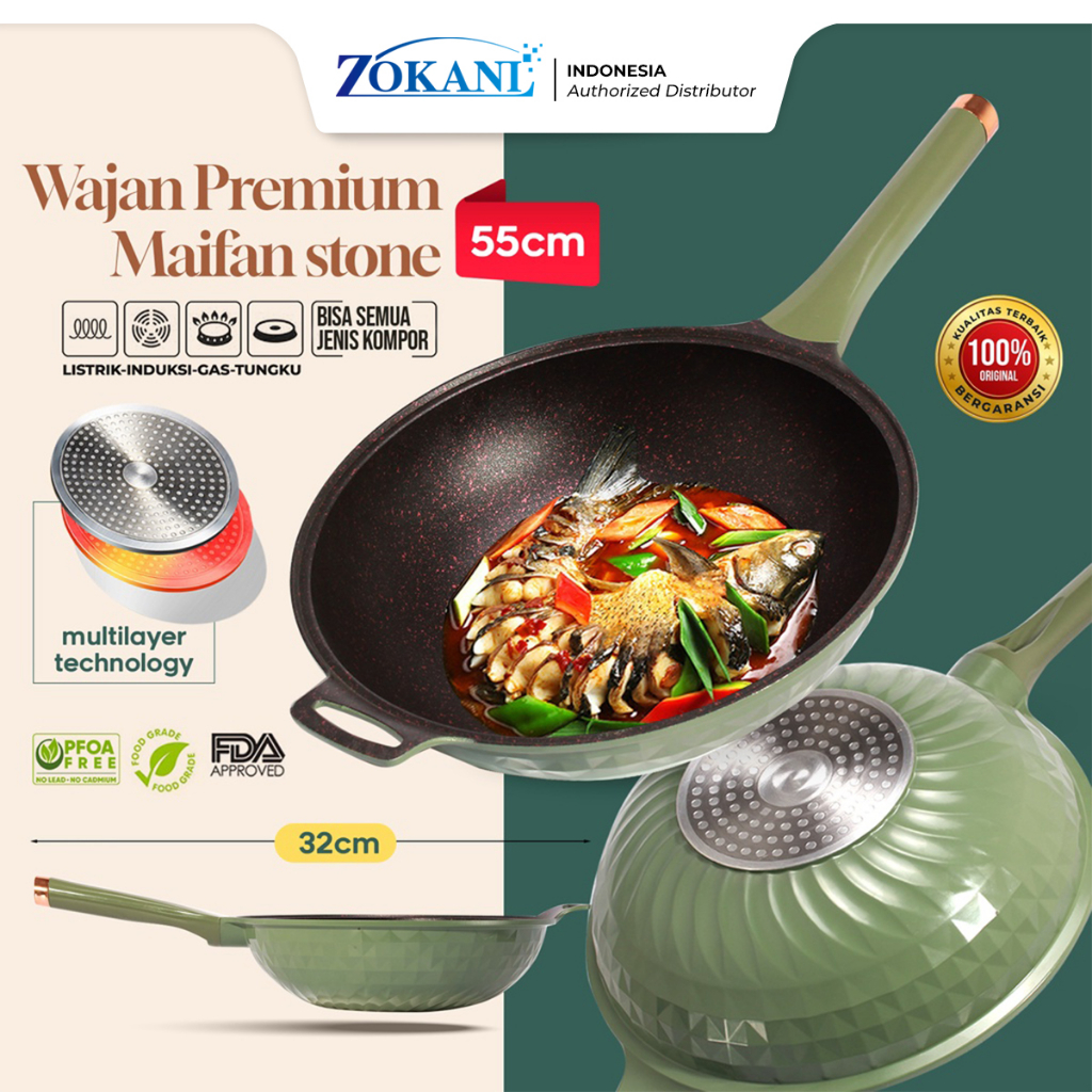 Jual ZOKANI [COD] Wajan Coating Batu Medis Premium Model Baru Wajan ...
