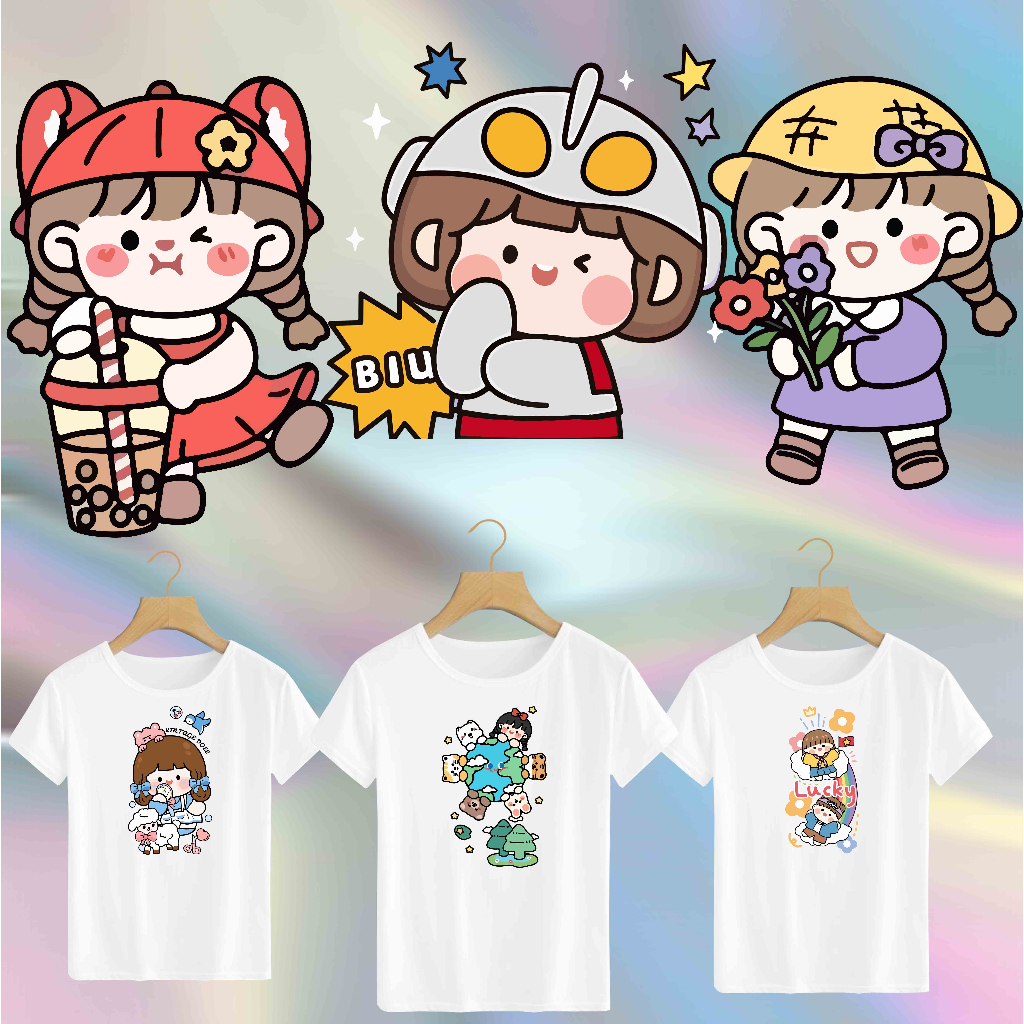 Jual SABLON STICKER DTF UKURAN A5 TEMA CUTE CARTOON | Shopee Indonesia