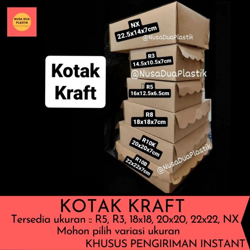 Jual Kotak Nasi Kraft Kotak Kue Coklat ukuran R3, R5, 18, 20, 22, NX ...