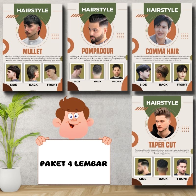 Jual Poster edukasi Barbershop Poster pangkas Rambut poster model ...