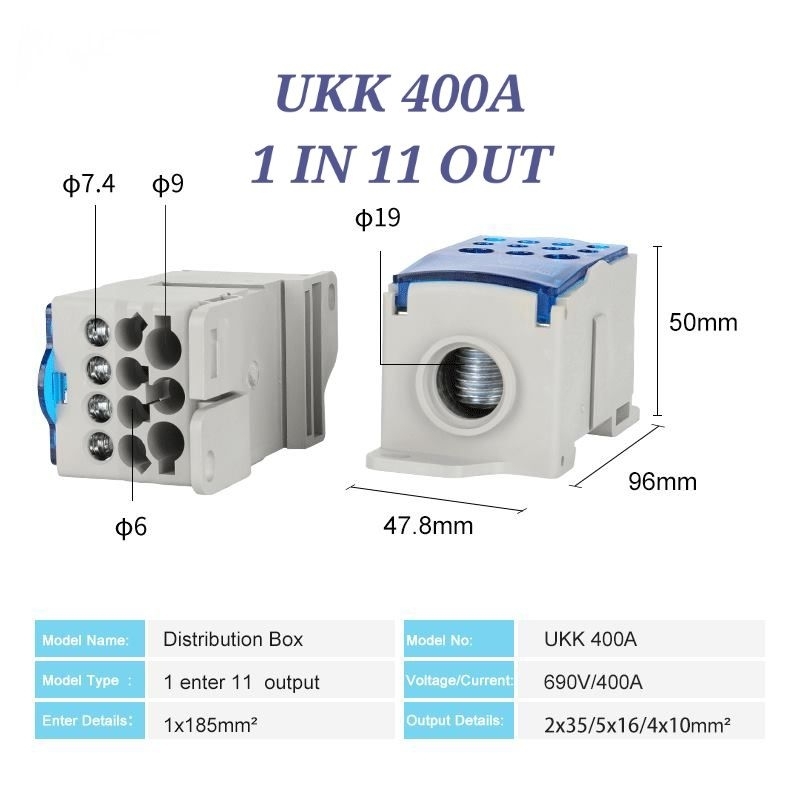 Jual Distribution Box Din Rail Terminal Block Junction Box 80A 125A 160A 250A 400A 500A Kotak ...