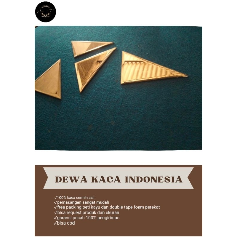 Jual 100% asli, kaca cermin bevel 3mm ukuran 20x20cm model segitiga ...