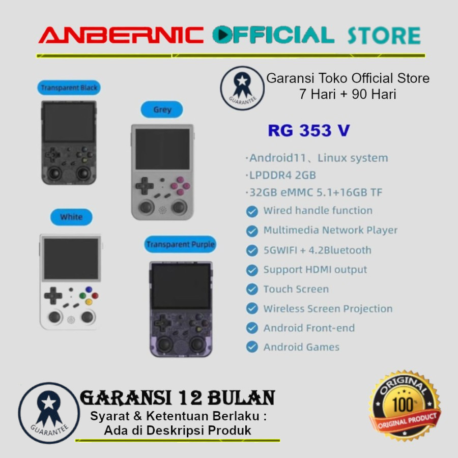 Jual ANBERNIC RG353V Handheld Retro Gaming Console GameBoy Emulator Dual OS Android Linux ...