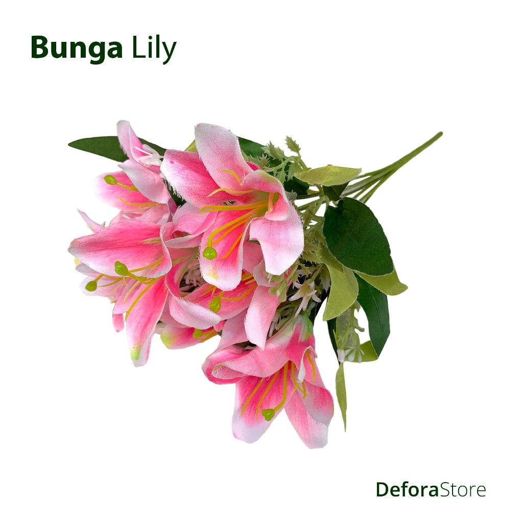 Jual Bunga Plastik Artificial Lily Besar 7 Cabang - Defora | Shopee ...