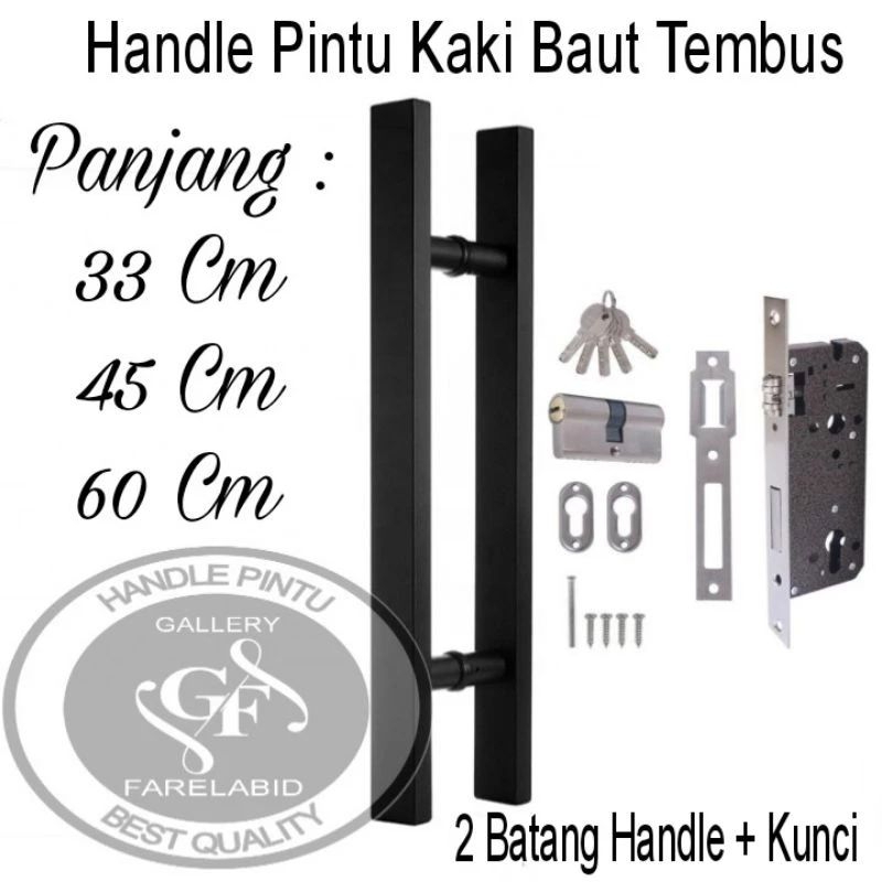 Jual Handle Pintu Baut Tembus 60 Cm Set Kunci Gagang Pintu Kaca ...