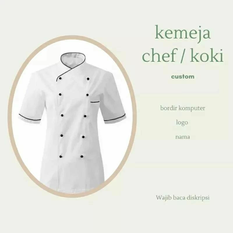 Jual BAJU KOKI BAJU CHEF SERAGAM KITCHEN PLUS BORDIR ( minimal order ...