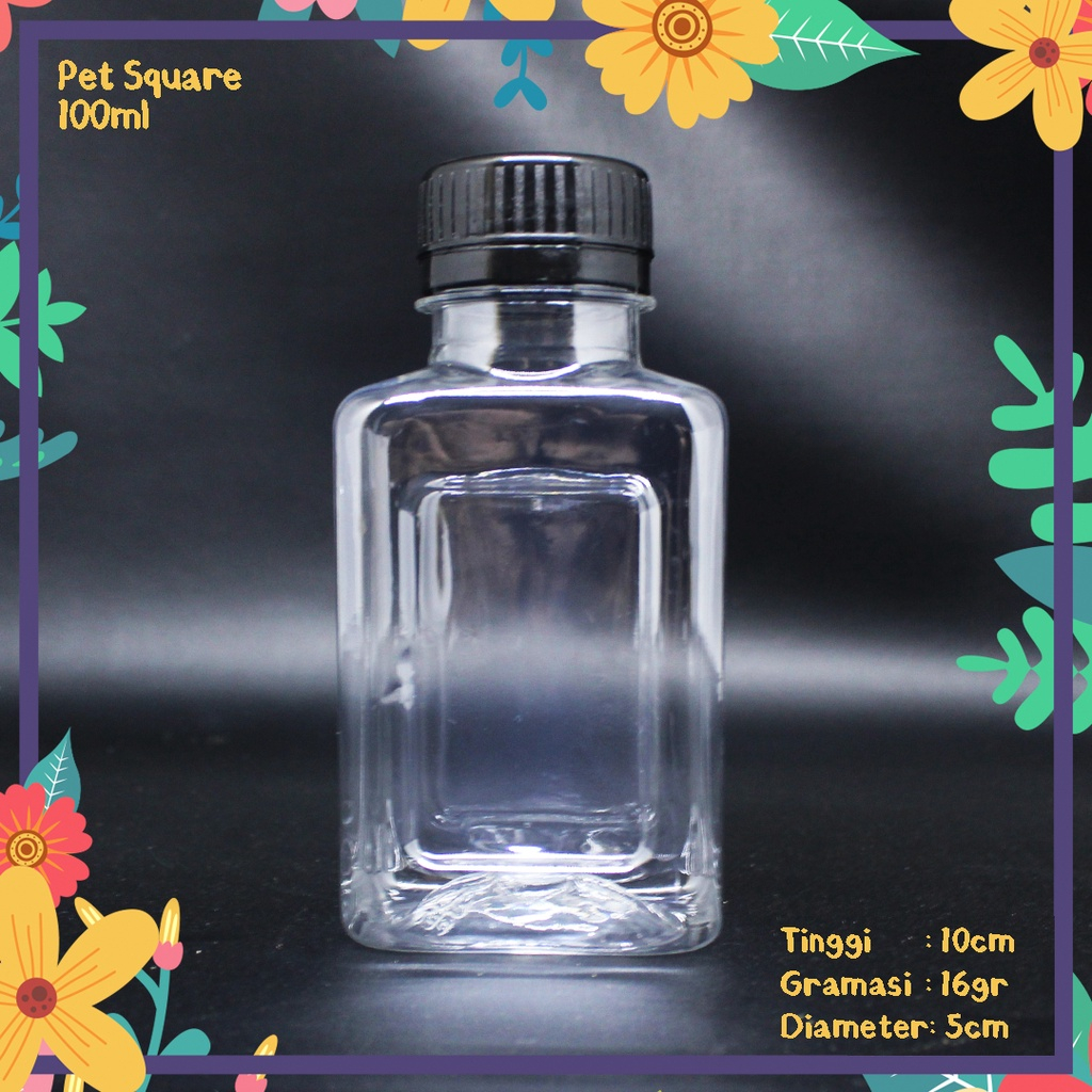 Jual BOTOL PLASTIK PET KOTAK 100ML LN TEBAL KEMASAN MINUMAN KOPI JUS SUSU MADU JELLY SYRUP ...