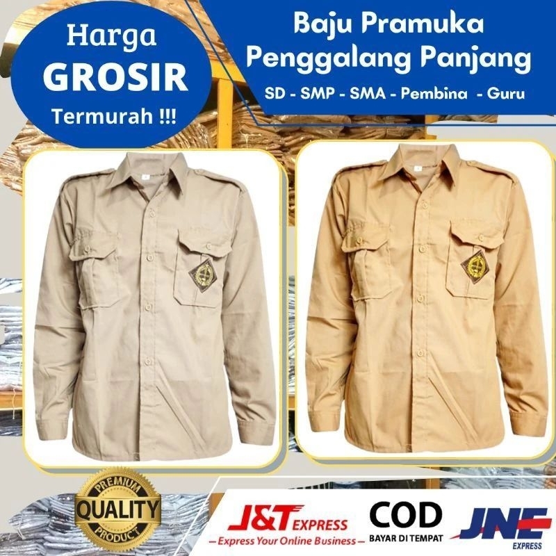 Jual Baju Seragam Sekolah Pramuka penggalang saku 2 atas lengan panjang SD SMP SMA putra dan ...