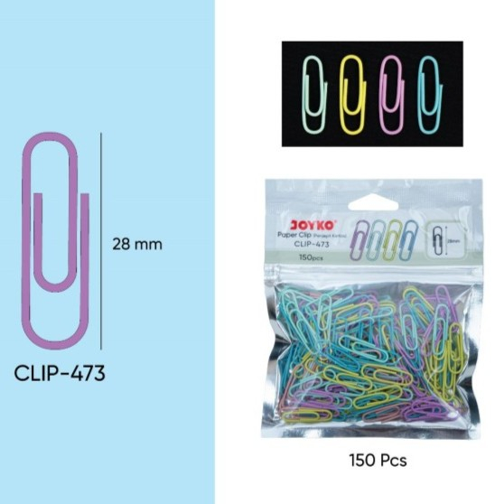 Jual Paper Clip JOYKO CLIP-473 isi 150pcs/Klip Penjepit Kertas Warna ...