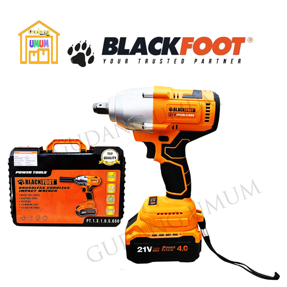 Jual Mesin Impact Wrench Cordless Brushless 21V BLACKFOOT Mesin Bor ...