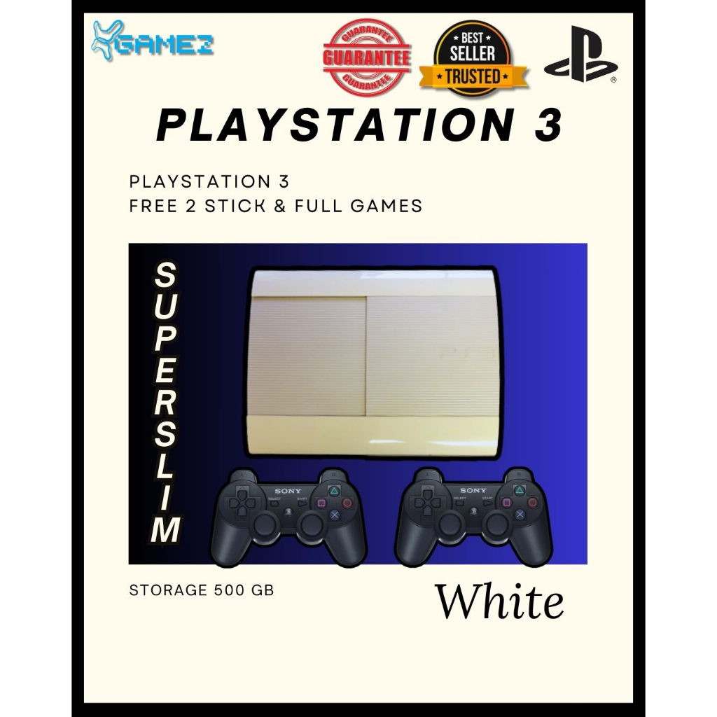 Jual PS3 super slim CFW 500gb full games WARNA PUTIH | Shopee Indonesia