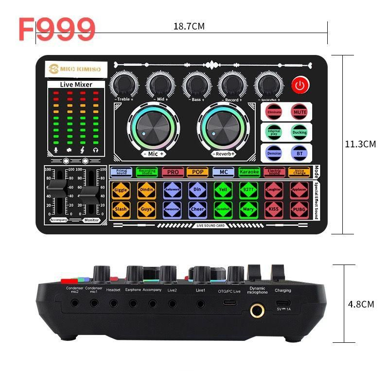 Jual Soundcard Live F999 Audio Mixer Bluetooth Wireless For PC Phone ...