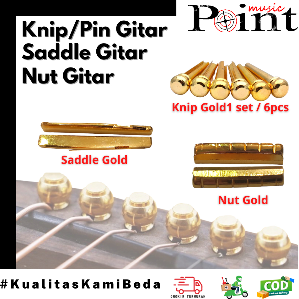 Jual Pin Bridge, Saddle dan Nut Emas Gold atau Bridge Emas Gitar ...