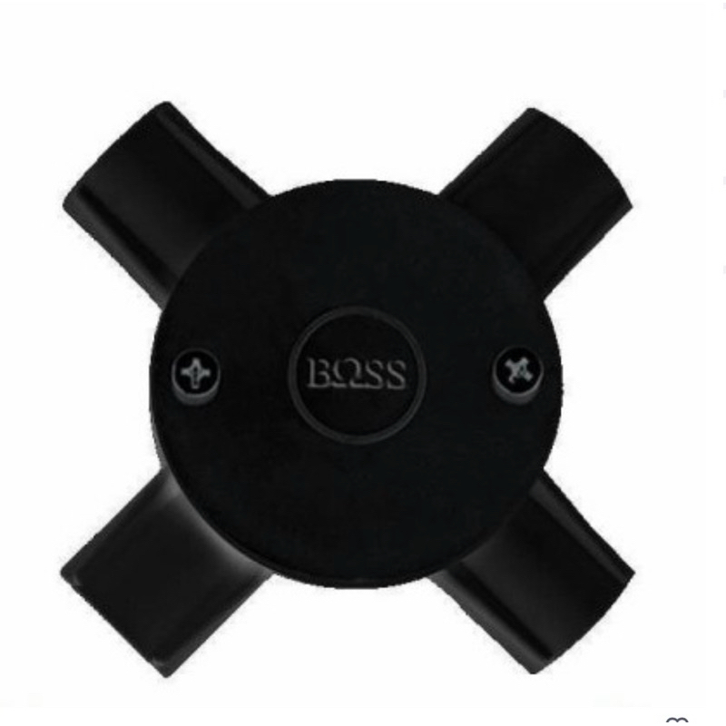 Jual T-dus conduit 20mm boss cabang 4 Hitam sudah termasuk tutup dan ...
