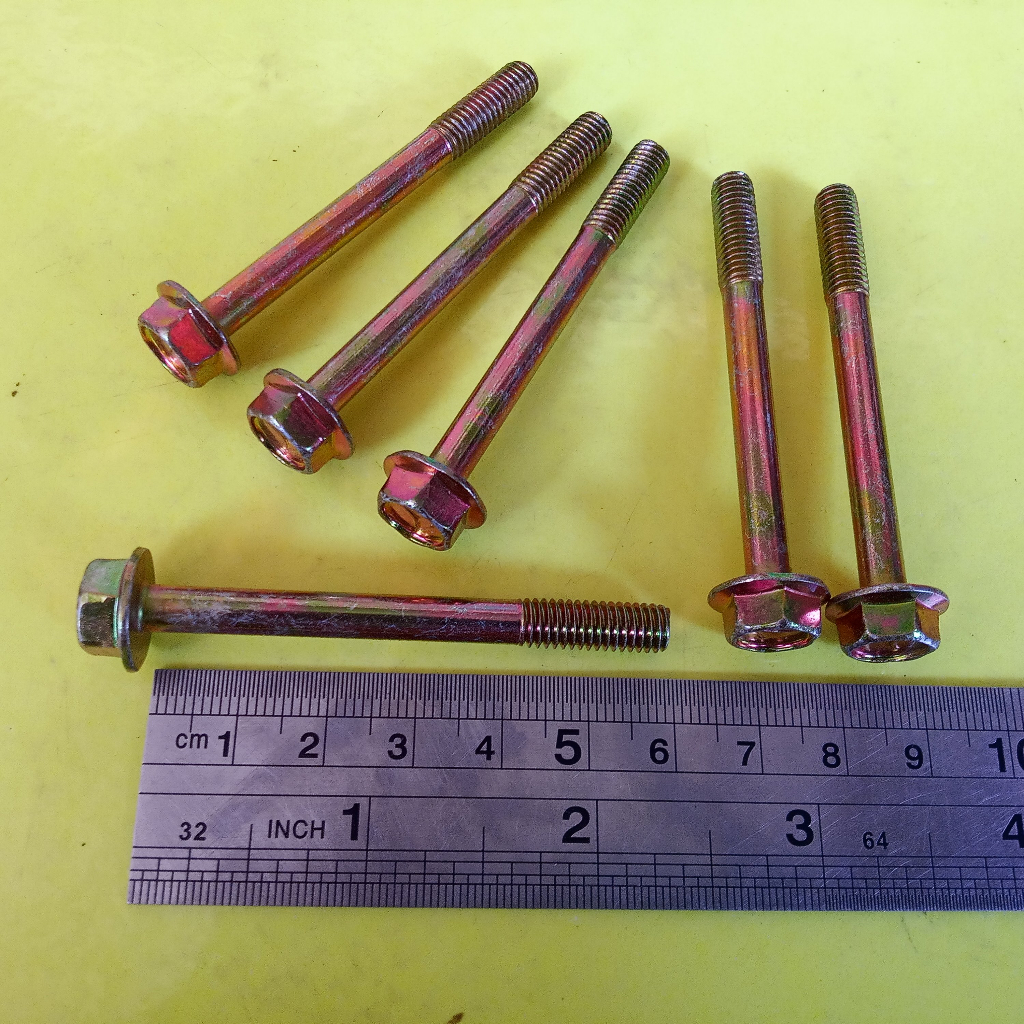 Jual FLANGE BOLT M6 X 60 / BAUT TOPI M6 X 60 KUNING / FLANGE BOLT M6X60 KUNING / BAUT M6 / BAUT ...