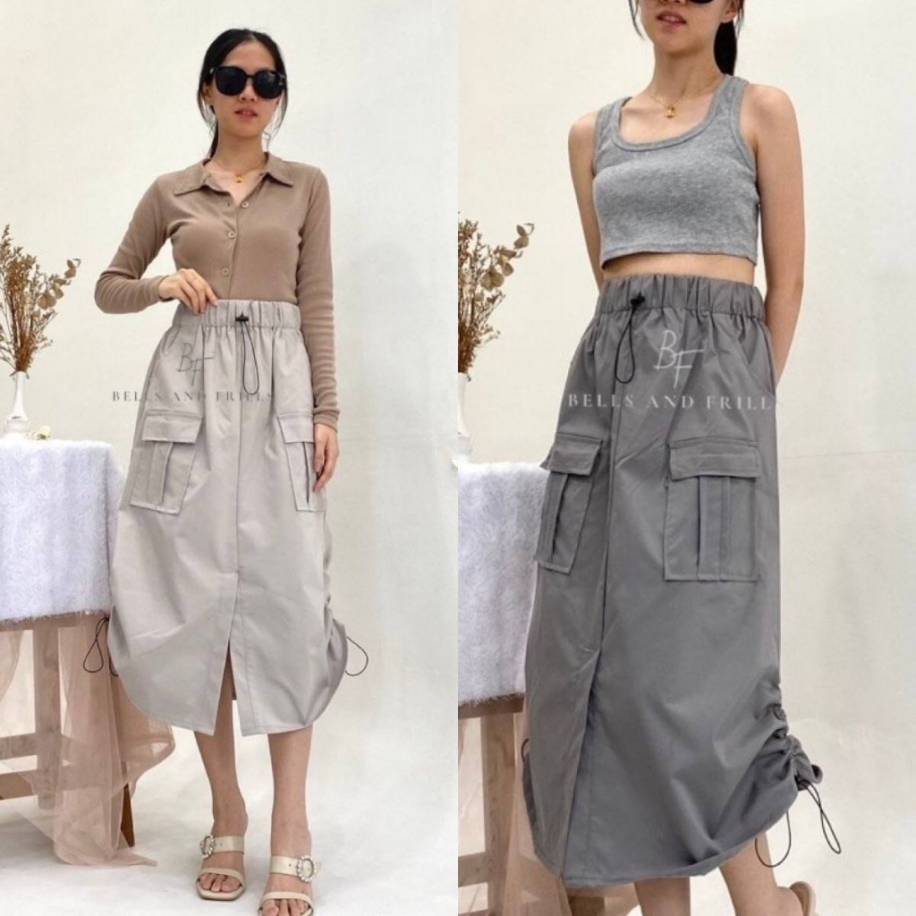 Jual MANDY Cargo Skirt / Cargo pocket skirt / Rok Kargo / Rok serut ...
