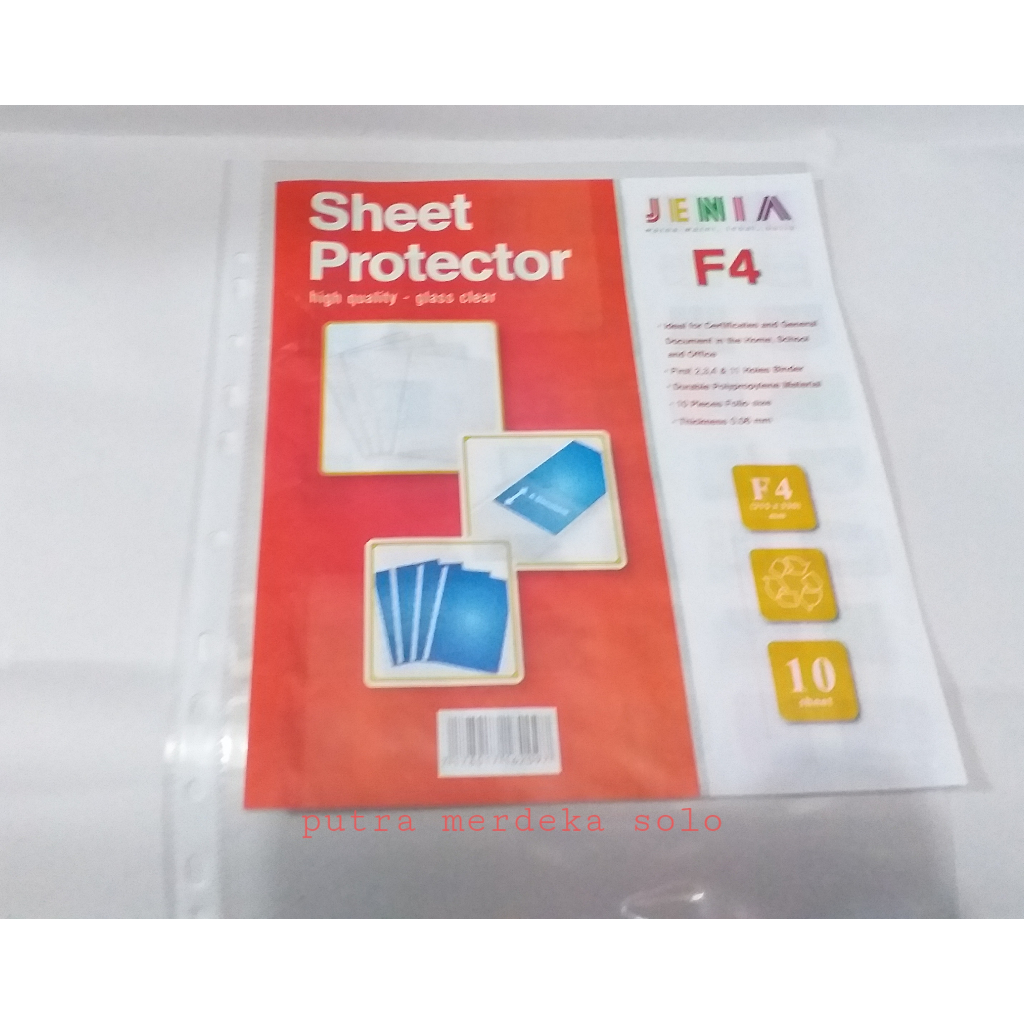 Jual Map Plastik Sheet Protector Jenia F4 Pelindung Kertas Jenia Folio ...