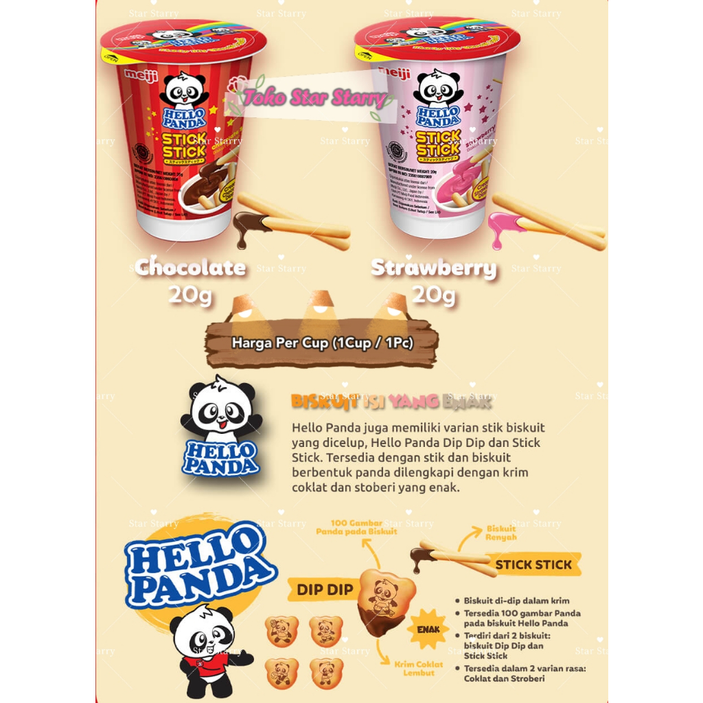 Jual [Per Cup] Hello Panda Stick Choco/ Strawberry 20 gr chocolate ...
