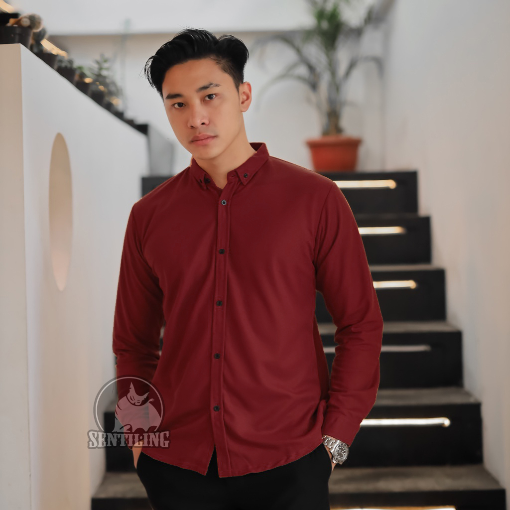 Jual Kemeja pria / Kemeja Pria Lengan Panjang Kasual Polos M L XL XXL ...