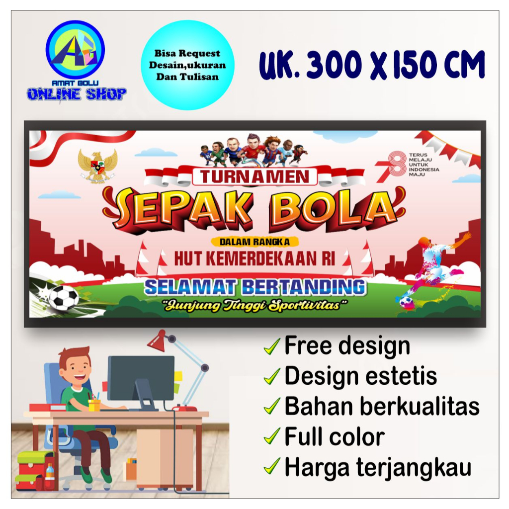 Jual SPANDUK TURNAMEN SEPAK BOLA UKURAN 300X150 CM BISA REQUEST DESIGN ...