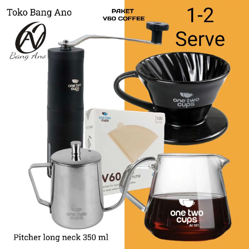 Jual Paket v60 coffee lengkap 1set server 400 ml+manual grinder+driper ...