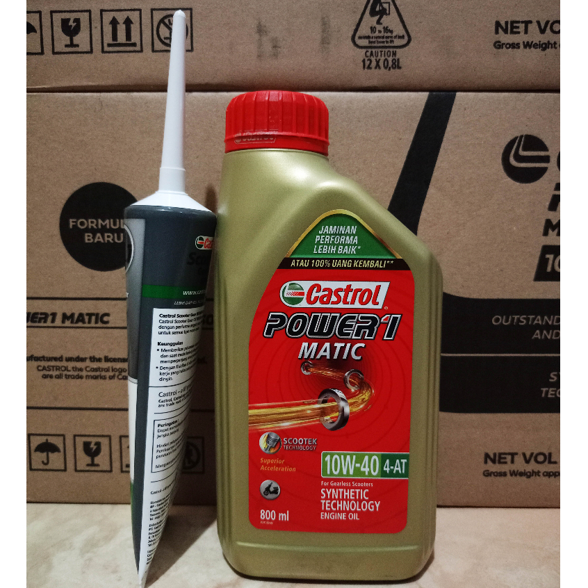 Jual PAKET HEMAT OLI MESIN CASTROL POWER 1 MATIC 10W-40 800ML DAN ...