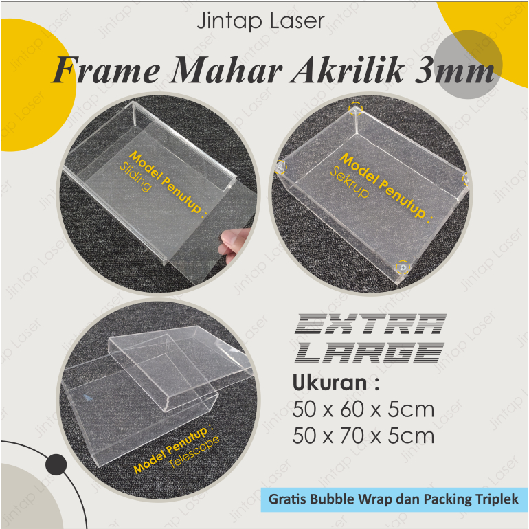 Jual Frame Akrilik Mahar 3mm 50x60 50x70 Pigura Full Acrylic Bening ...