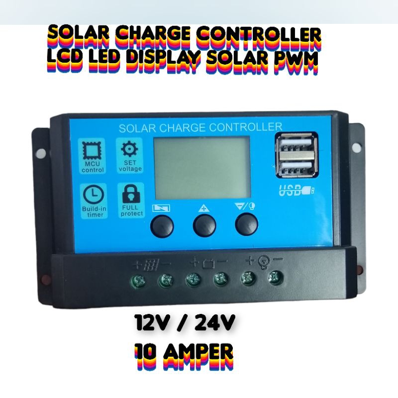 Jual solar charger controller lcd LED display solar pwm 12v/24v ...