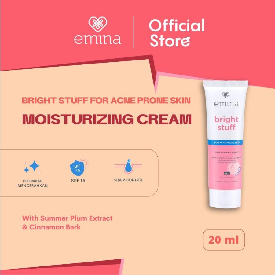 Jual EMINA Bright Stuff Acne Prone Tone Up Moisturizing Cream 20ml ...