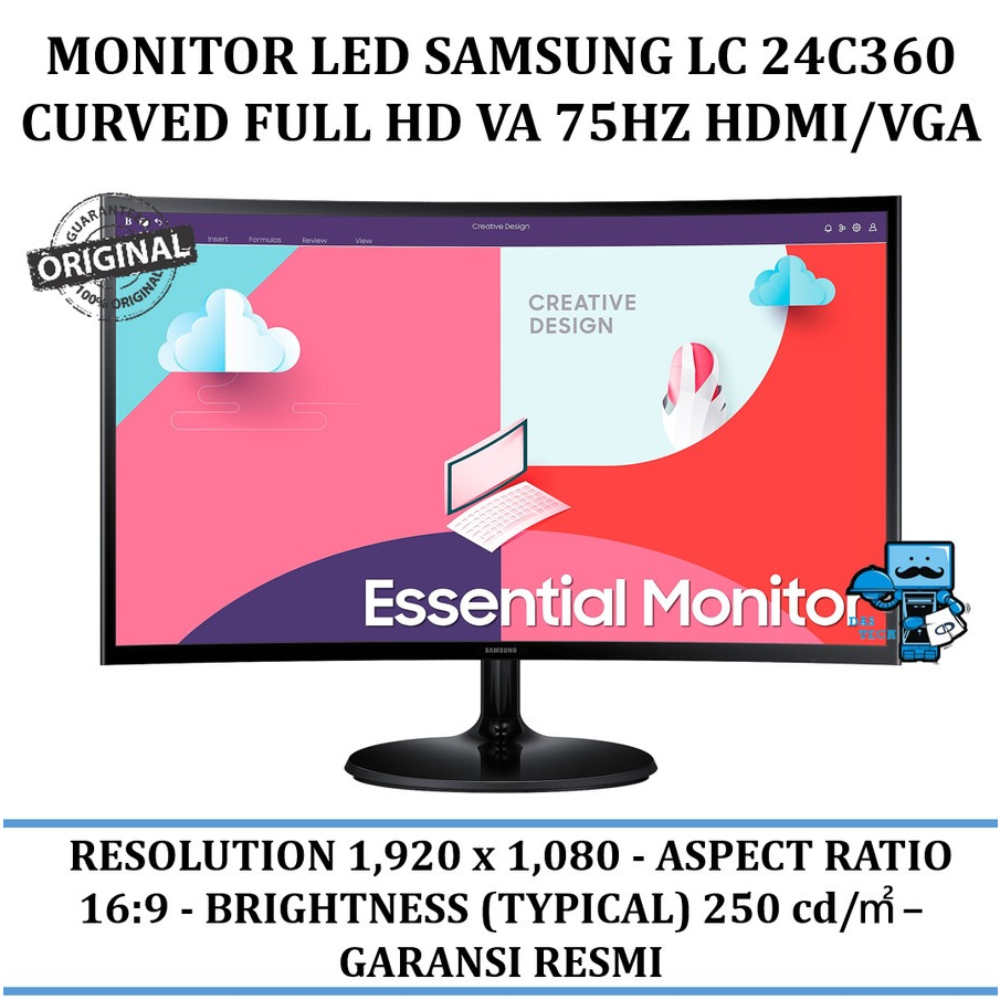 Jual MONITOR LED SAMSUNG LC 24C360 CURVED FULL HD VA 75HZ HDMI/VGA ...